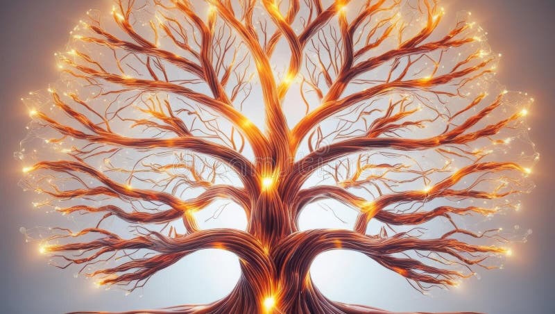 Glowing Neuron Network in Shape of Tree Symbolizing Growth and ...
