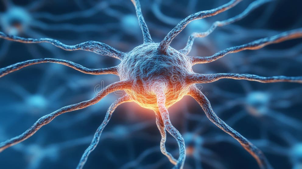 Glowing Neuron Network Visualizing AI, Interconnected Nodes, Multimedia ...