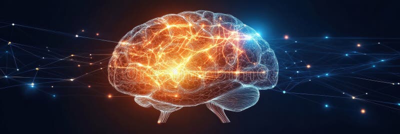 Scientific Illustration of the Brain and Nervous System with Glowing ...