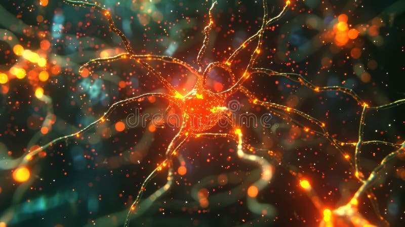 Active Neuron Sending Signals through Neural Network in the Brain Stock ...