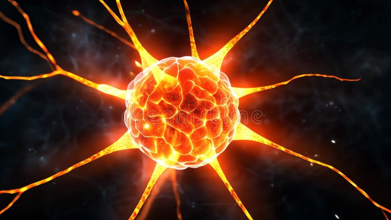 Glowing Neuron Showing Intense Activity in the Brain Stock Footage ...