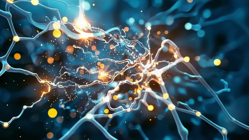 Brain Cells Network Showing Neural Activity with Electrical Impulses ...