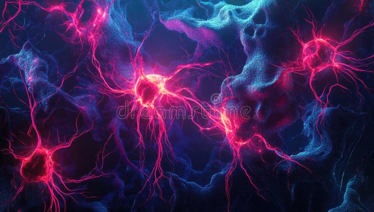 Glowing Neurons Against Dark Backdrop Stock Illustration - Illustration ...