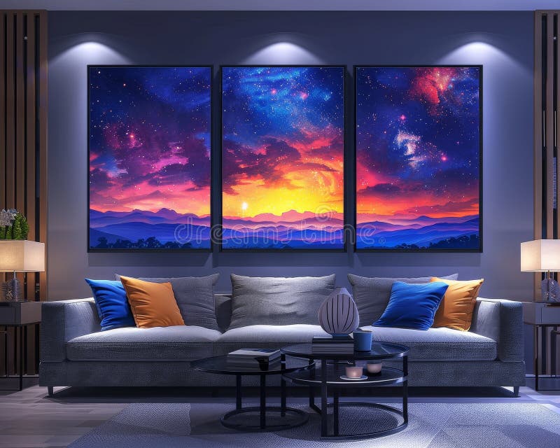 Glowing Night Sky: Creative Wall Art on Wooden Panels Generative AI ...