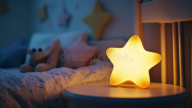 A Glowing Nightlight Styled in the Shape of a Star on a Child Bedside ...