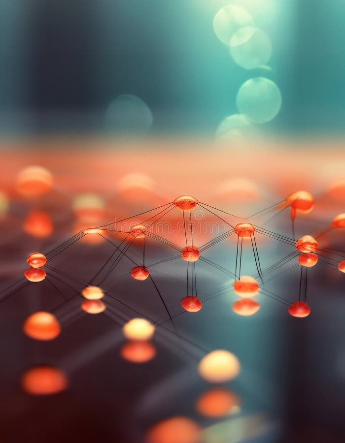 Glowing Nodes Connected by Thin Lines Stock Illustration - Illustration ...