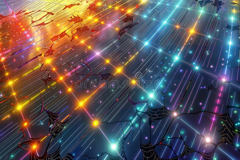 Glowing Nodes and Connections on Vibrant Gradient Background ... Glowing Nodes and Connections on Vibrant Gradient Background ...