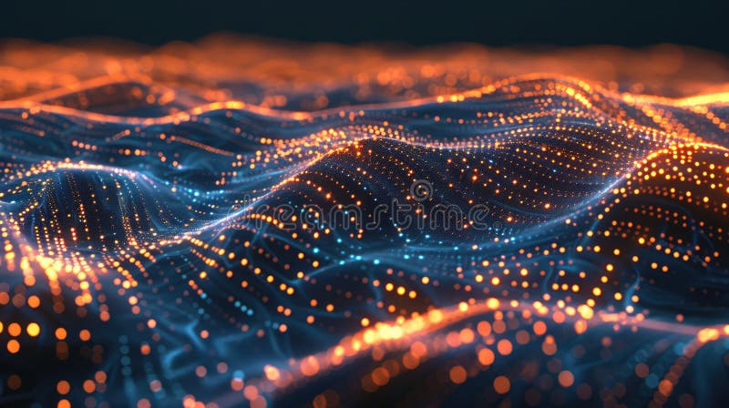 Glowing Nodes and Data Streams Craft an Abstract Landscape ...