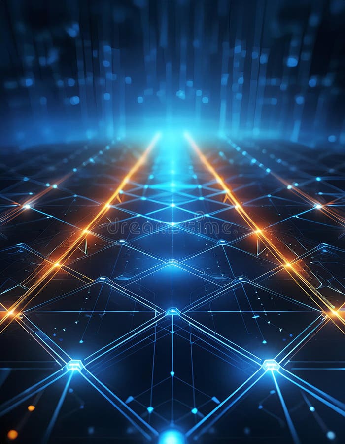 Glowing Nodes And Lines Form A Complex Network Stock Illustration Illustration Of Rendering