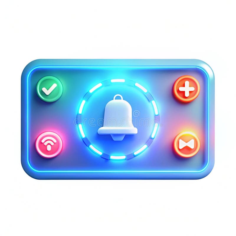 Glowing Notification Banner with Rotating Icons Stock Illustration ...