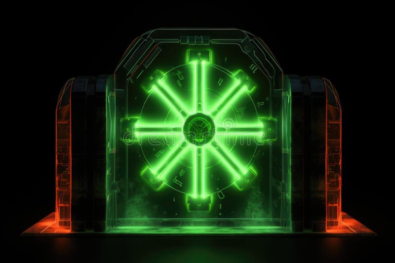 Glowing Nuclear Battery Symbol on a Futuristic Device Stock ...