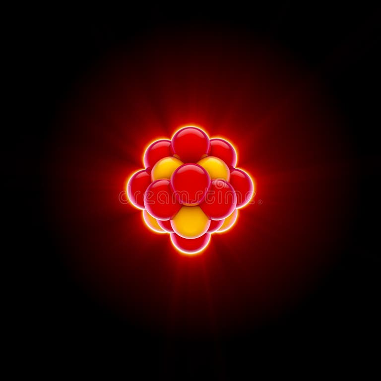 Glowing Nuclear Core with Electrons Stock Illustration - Illustration ...