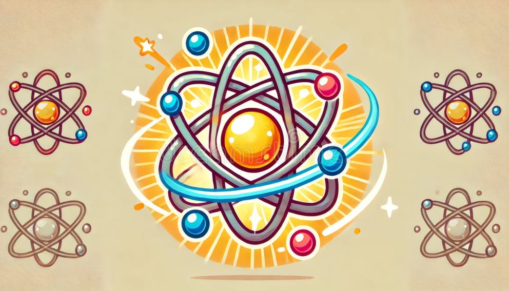 Glowing Nucleus and Orbiting Electrons, Dynamic Atom Illustration Stock ...
