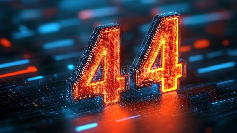 Glowing Number 44 on Circuit Board Futuristic Technology, Digital Data ...