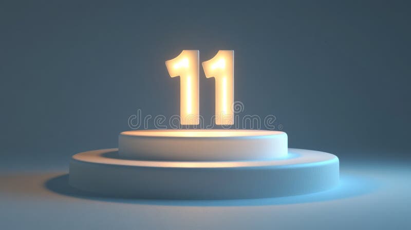 Glowing Number Eleven on a Pedestal Stock Illustration - Illustration ...