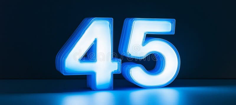 Glowing Number Forty Five, 45, Illuminated Figures with Neon Lights on ...