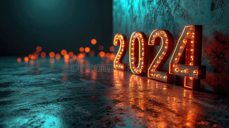 A Glowing Number 2020 with a Lighted Sign on the Wall, AI Stock Photo ...