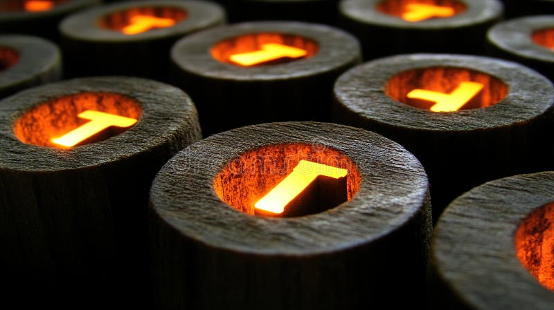 Glowing Number One Wooden Blocks, Dark Background, Abstract Texture ...