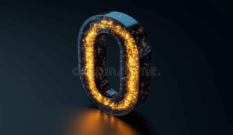 Glowing Number Zero 3D Render: Dark Background, Illuminated Digit ...