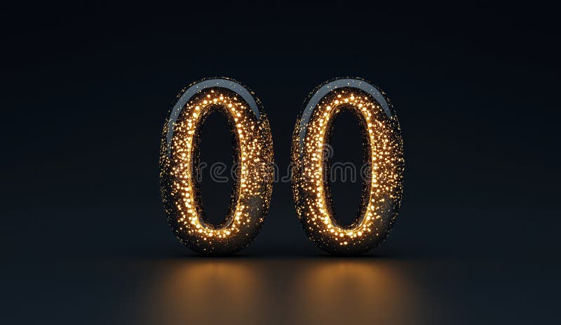 Glowing Number Zero Zero: a Dark Background Digital Art Stock ...