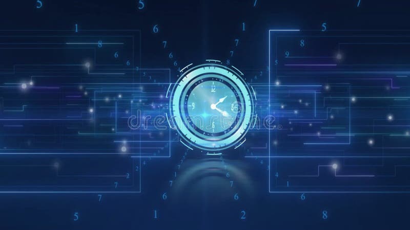 Glowing Numbers and Geometric Patterns Surrounding Digital Clock Face ...