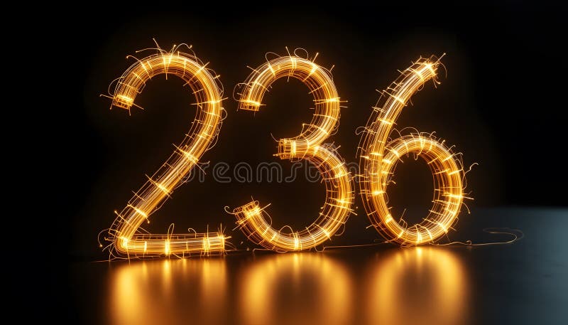 Glowing Numeral Sequence: 236 with Radiant Light Trail Design on Dark ...