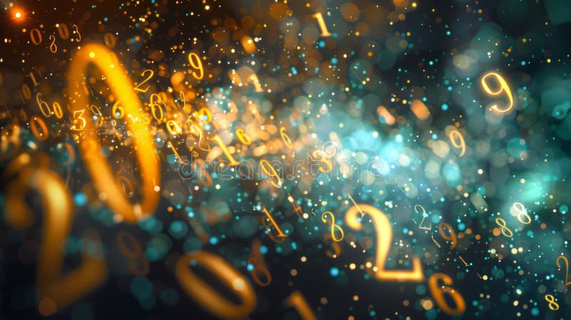 Glowing Numerical Stream in Golden Light Stock Photo - Image of ...