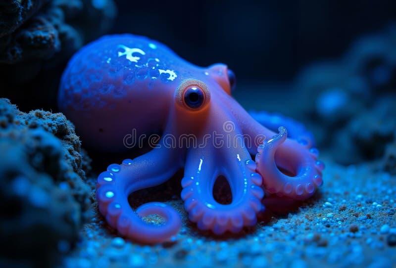 Translucent Octopus Illuminated Underwater, Generative Ai Stock ...