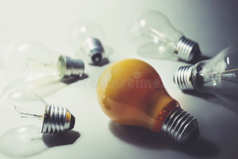 Glowing One Light Bulb.creativity Inspiration Concept Stock Photo ...