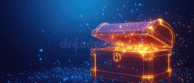 A GLOWING OPEN TREASURE CHEST with SPARKLING LIGHT INSIDE Stock ...