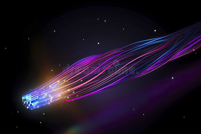 Glowing Optical Fiber Cable or Wire Realistic Vector, Fiber Optics ...