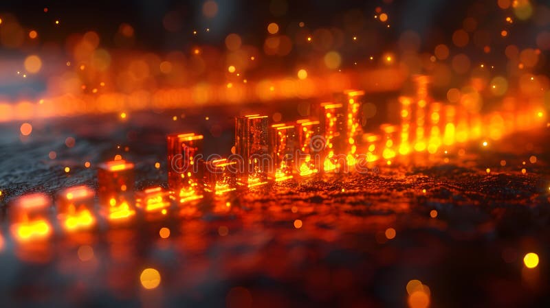 Glowing Orange Abstract Light Particles on Dark Background Stock Photo ...