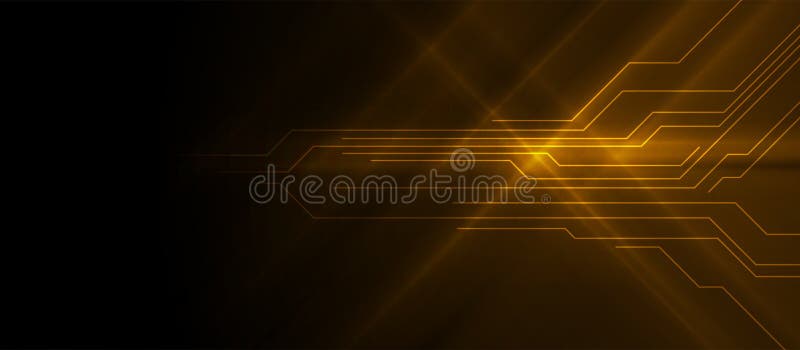 Glowing Orange Abstract Tech Background with Circuit Board Lines Stock ...