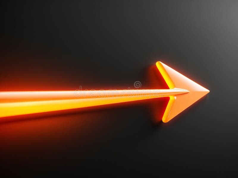 Glowing Orange Arrow on a Black Background. Stock Photo - Image of ...