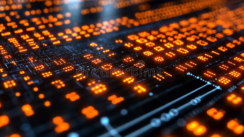 Futuristic Digital Matrix Background with Glowing Orange Binary Code Generative AI Stock Footage ...
