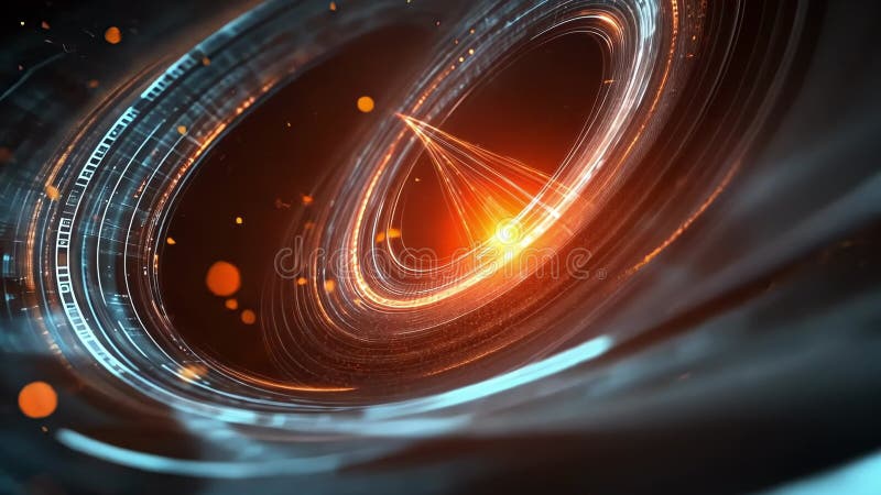 Glowing Orange and Blue Particles Rotating Around Bright Core Forming a ...