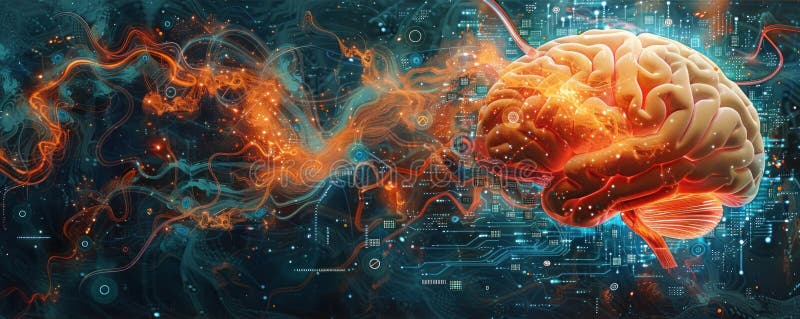 Human Brain on Circuit Board, Symbolizing Intelligence and Technology ...
