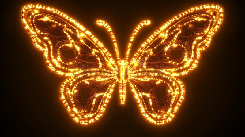 Illuminated Butterfly Shaped String Lights Design Stock Photo - Image ...