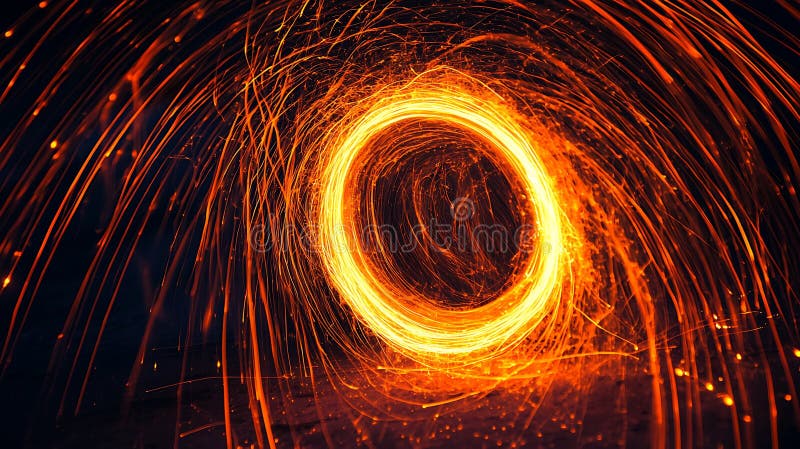 A Glowing Orange Circle with a Black Background Stock Illustration ...