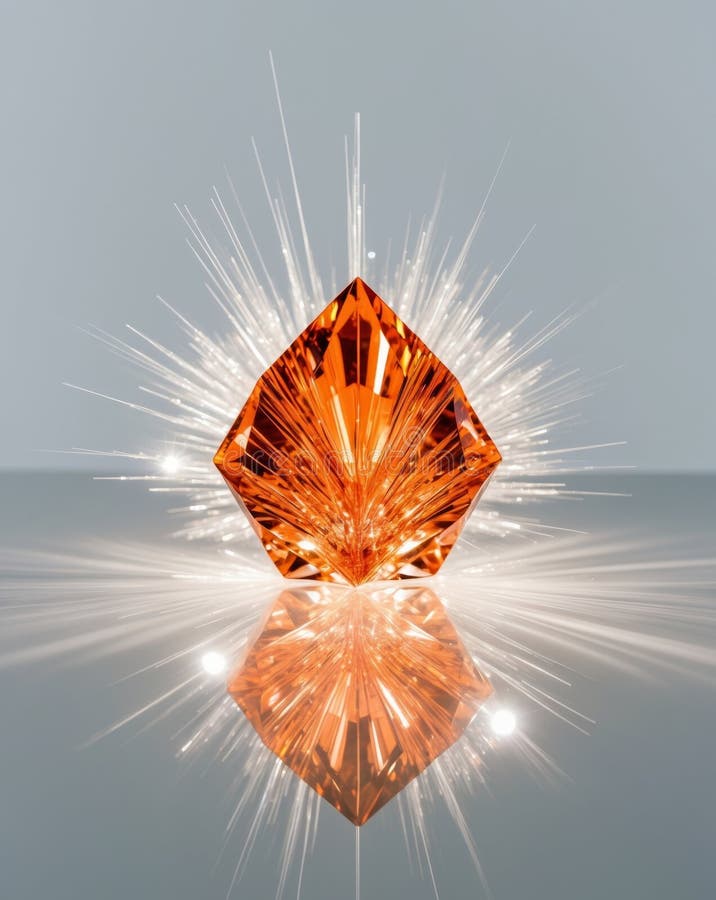 Glowing Orange Crystal with Sparkling Effects. Stock Photo - Image of ...