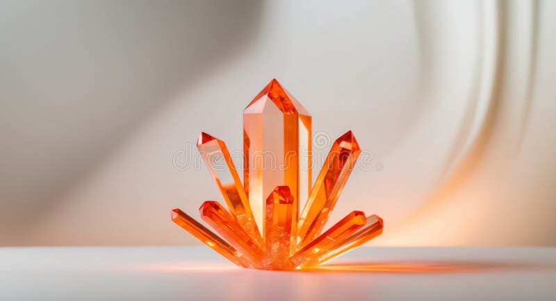 Glowing Orange Crystal Structure with a Hazy Background. Stock Photo ...