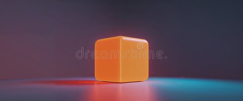 Glowing Orange Cube Digital Art Abstract Background. Stock Image ...