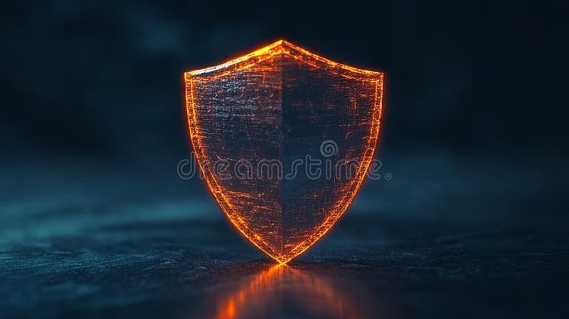 Glowing Orange Cybersecurity Shield Dark Background Stock Photos - Free ...