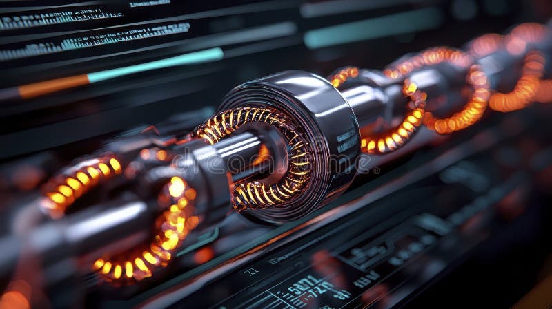 Glowing Orange Digital Chain Abstract Technology Background Stock ...