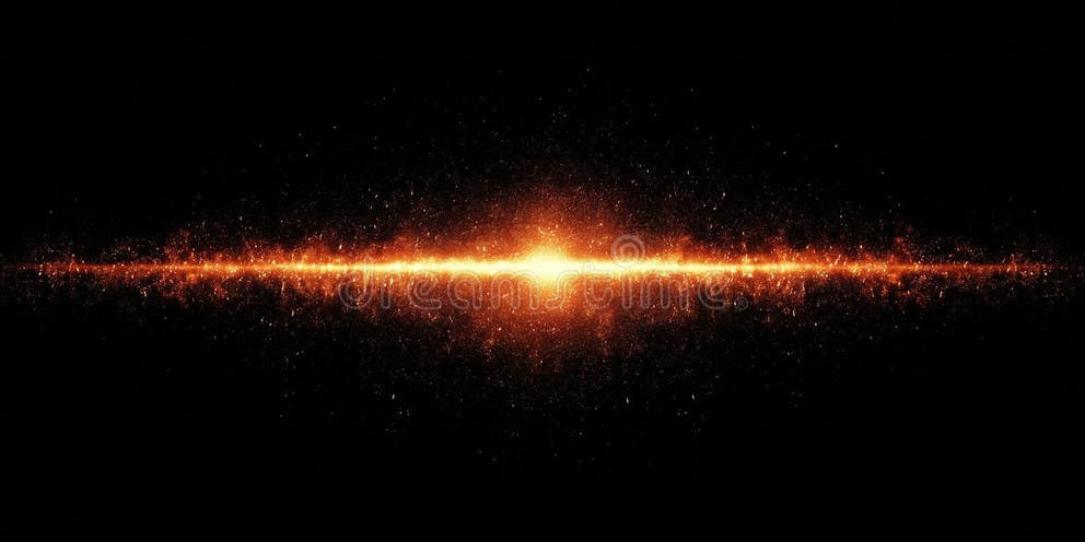 Glowing Orange Energy Beam. Light Explosion and Particles Effect for ...