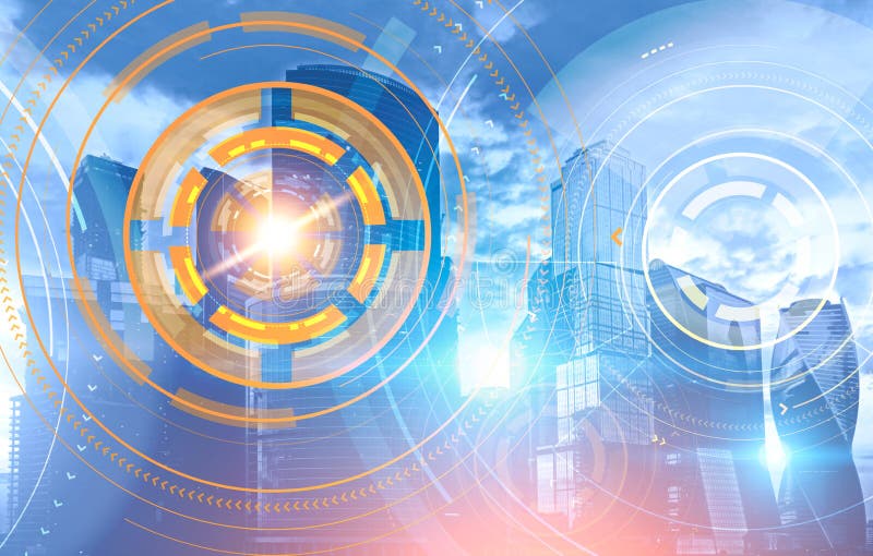 Abstract Gui Interface in Blue City Stock Illustration - Illustration ...