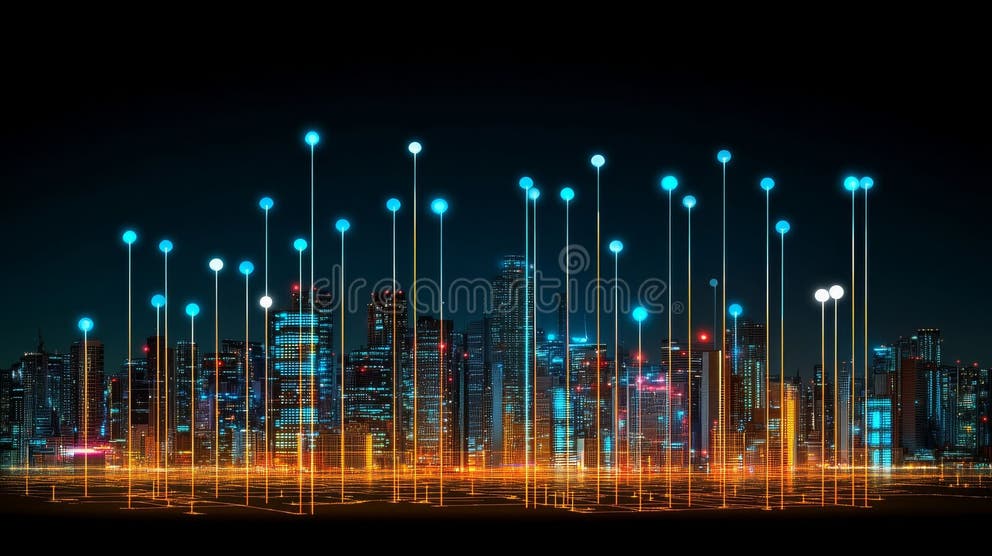 Glowing Orange Graphs Illustrating the Digital Landscape of Data ...