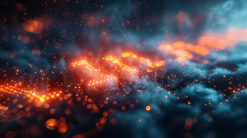 Glowing Orange Light Particles in Dark Background - Generative Ai Stock ...