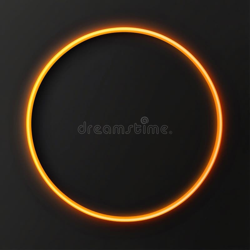 Glowing Orange Neon Circle on Black Background Design Stock ...