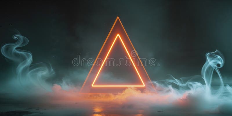 Glowing Orange Neon Triangle Dark Smoky Background Stock Photos - Free ...